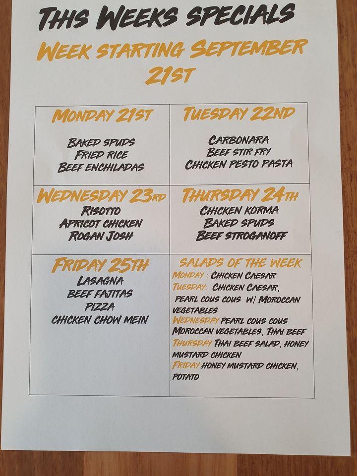 Menu at Tradies Cafe, Bairnsdale