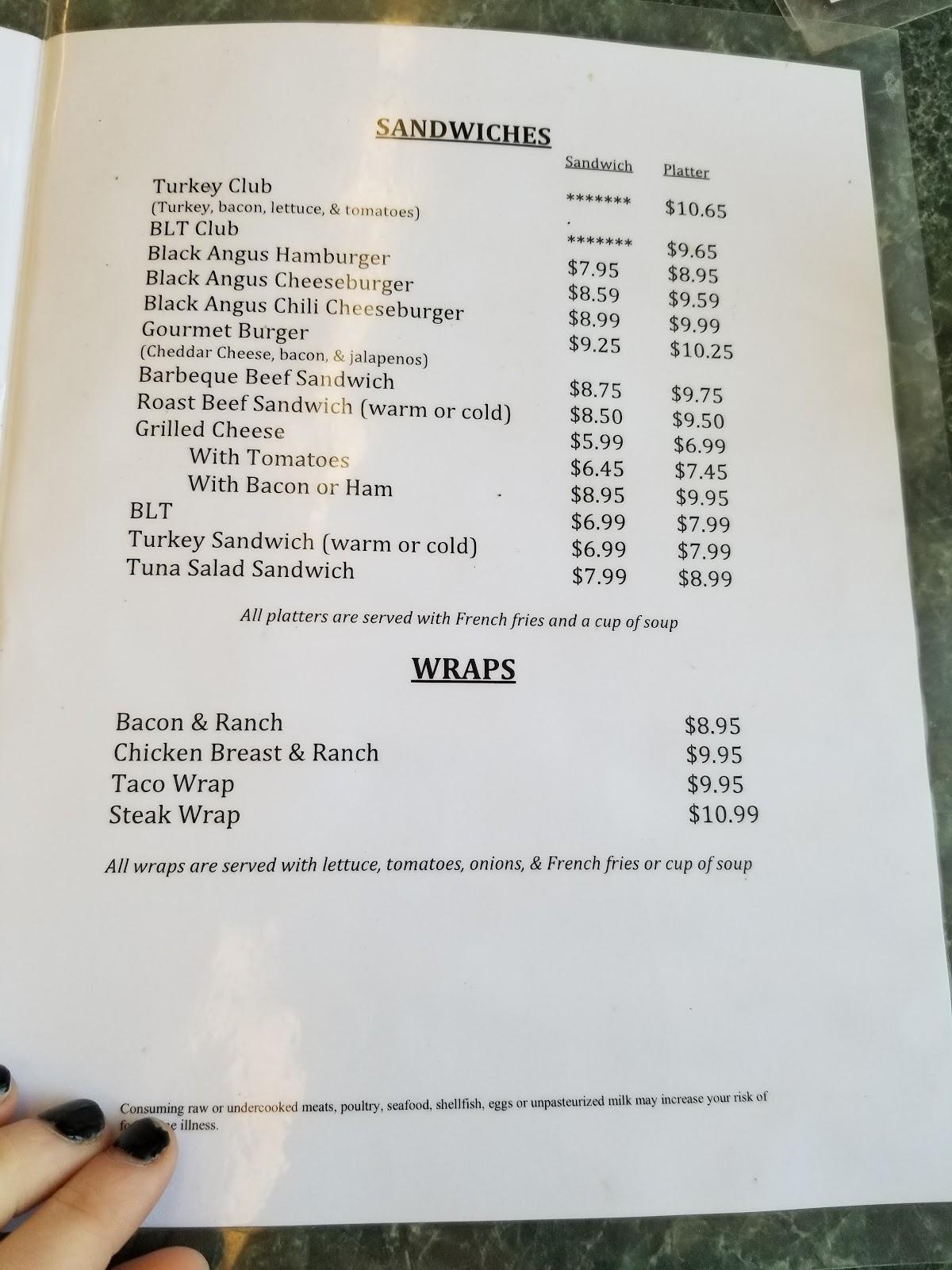 Menu at Two Brothers restaurant, Milwaukee