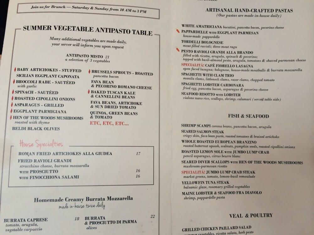 Menu at Cafe Fiorello, West New York