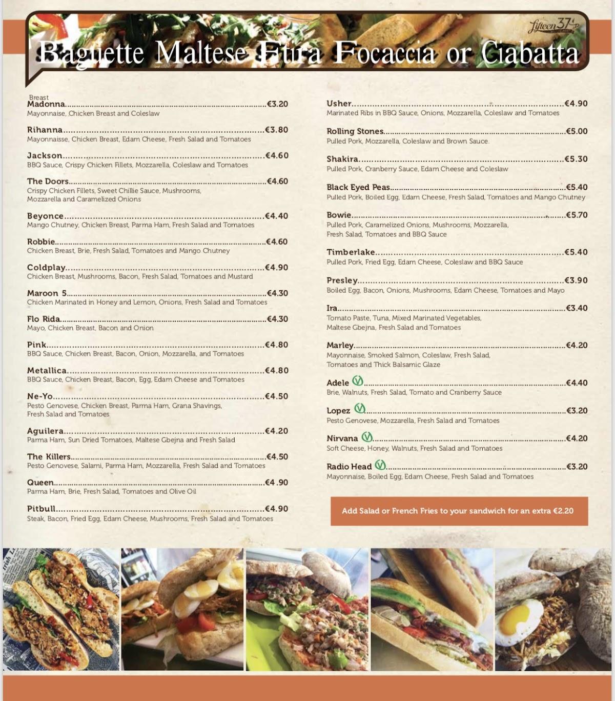 Menu at Fifteen37 Cafe', Msida
