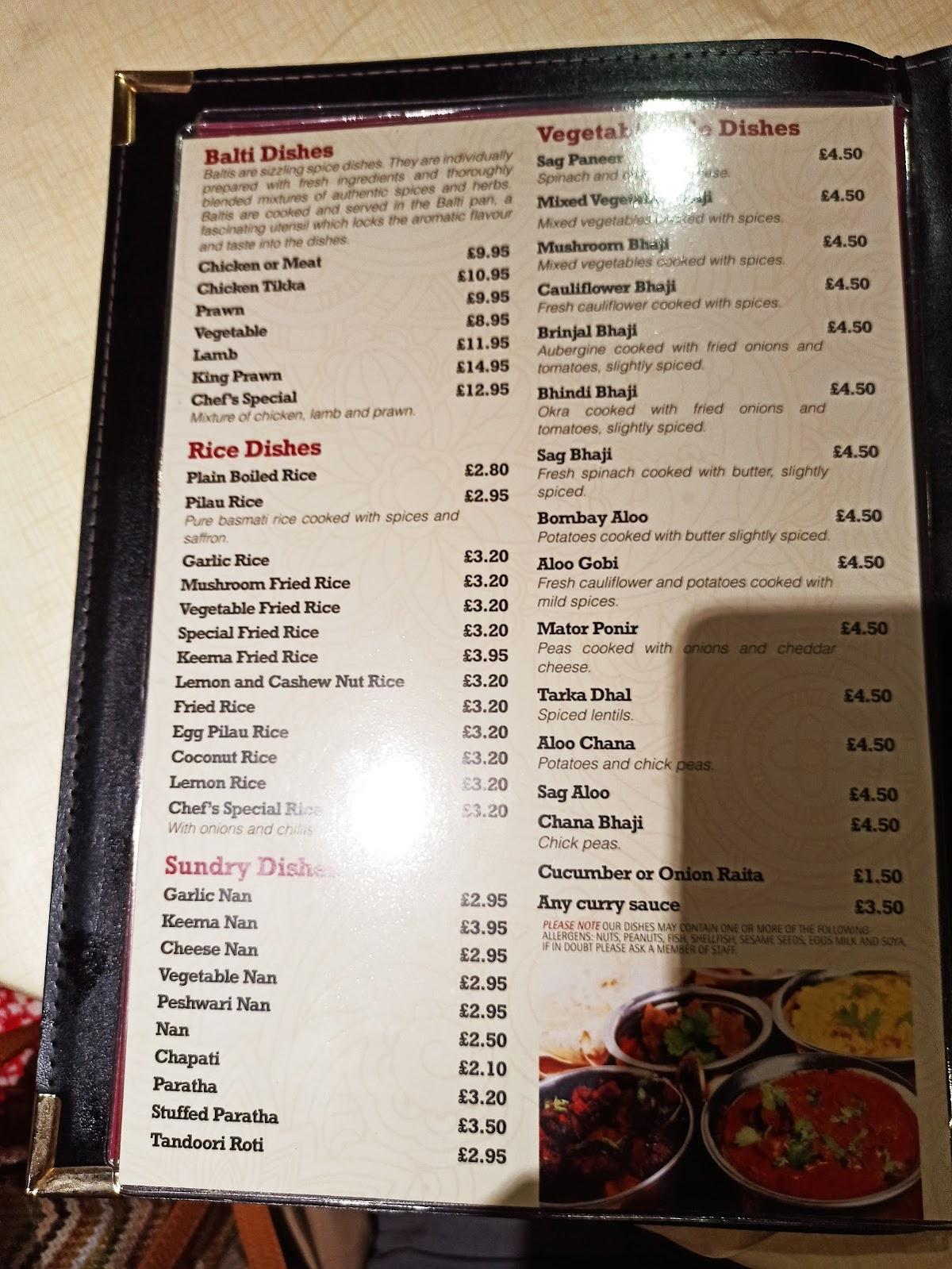 Menu at Nairn Tandoori restaurant, Nairn, 61 High St