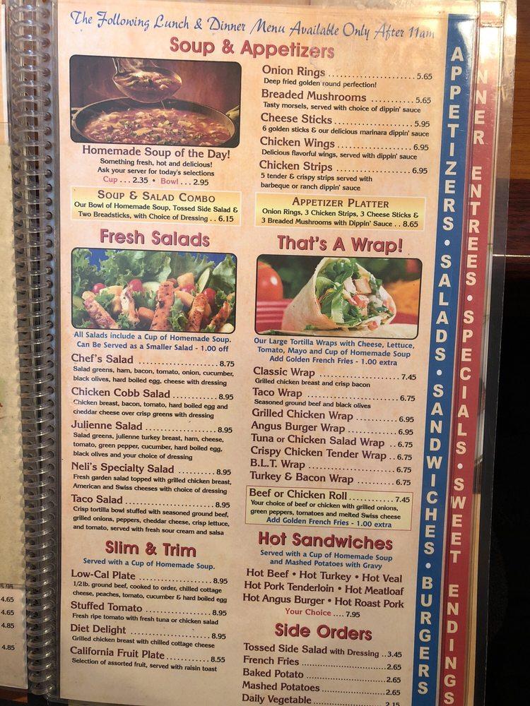 Menu at Neli's Restaurant, South Beloit