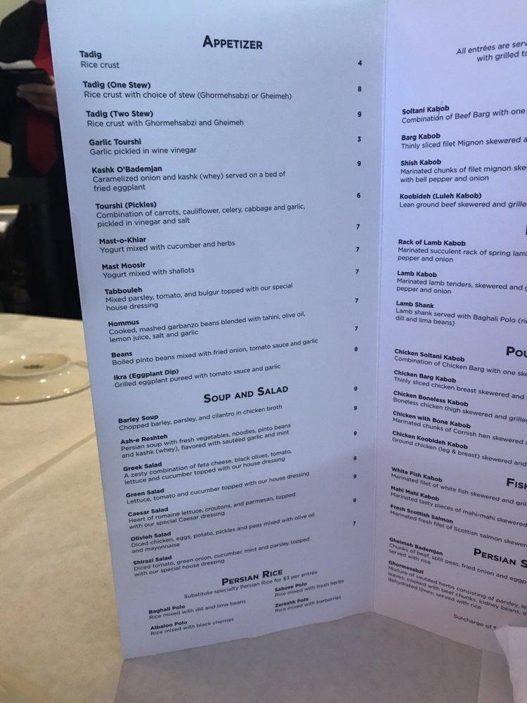 Menu at Raffi's Place restaurant, Glendale