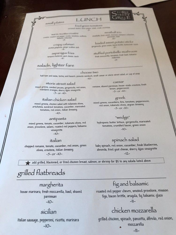 Carta del pub y bar Storie Street Grille, Blowing Rock