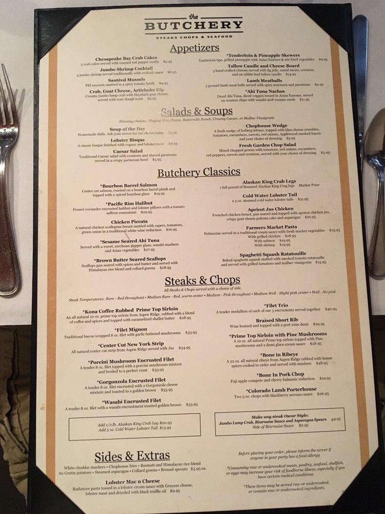 Menu at The Butchery- Steaks, Chops & Seafood steakhouse, Arvada