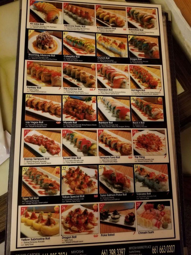 Menu at Tokyo Garden restaurant, Bakersfield, Ming Ave