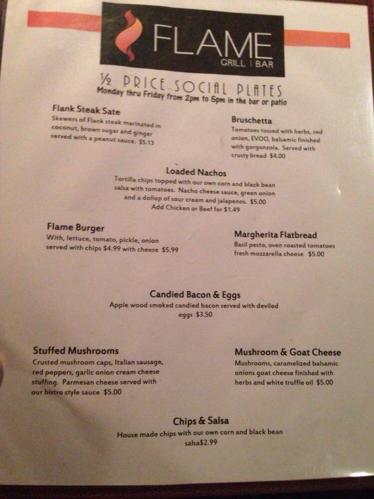 Menu at Flame Bar And Grill, Carbondale, 501 E Walnut St