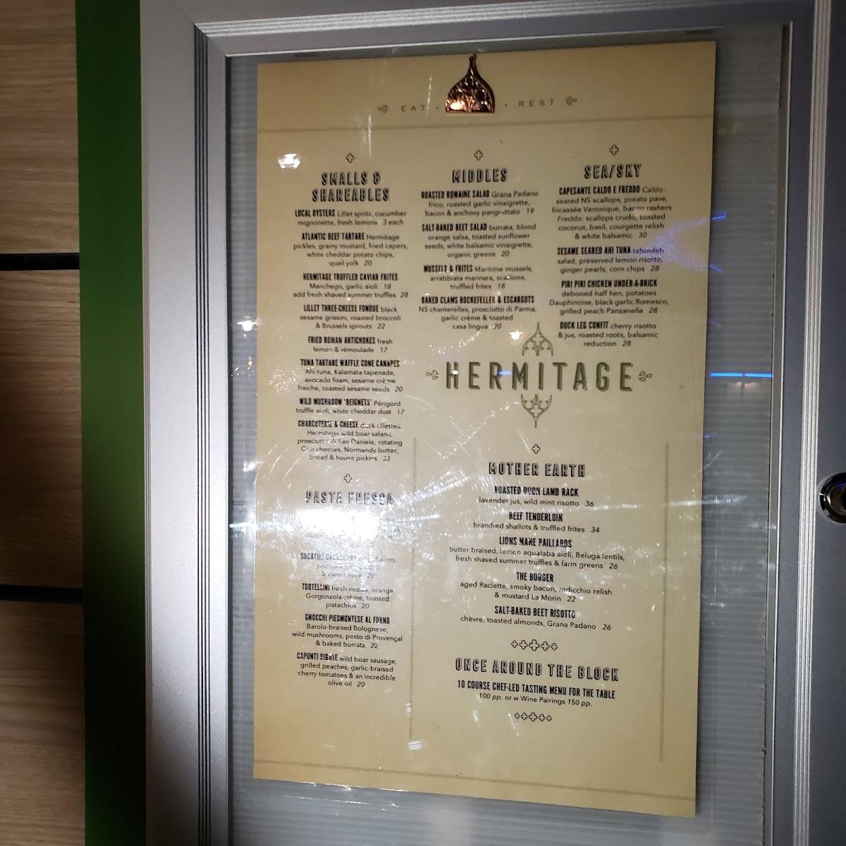 Menu at Hermitage pub & bar, Halifax