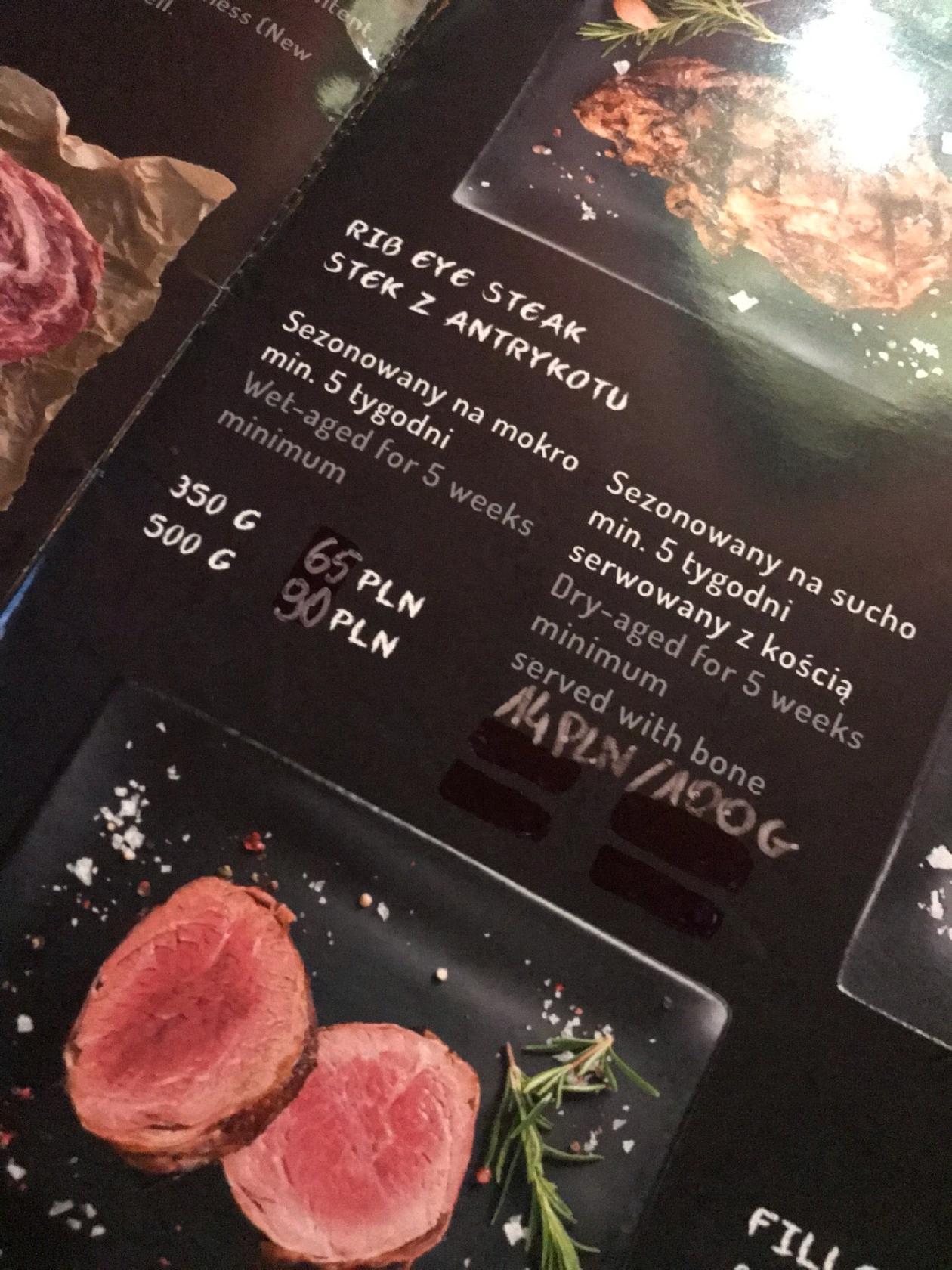 Menu at Irish Pub Galway, Rzeszow