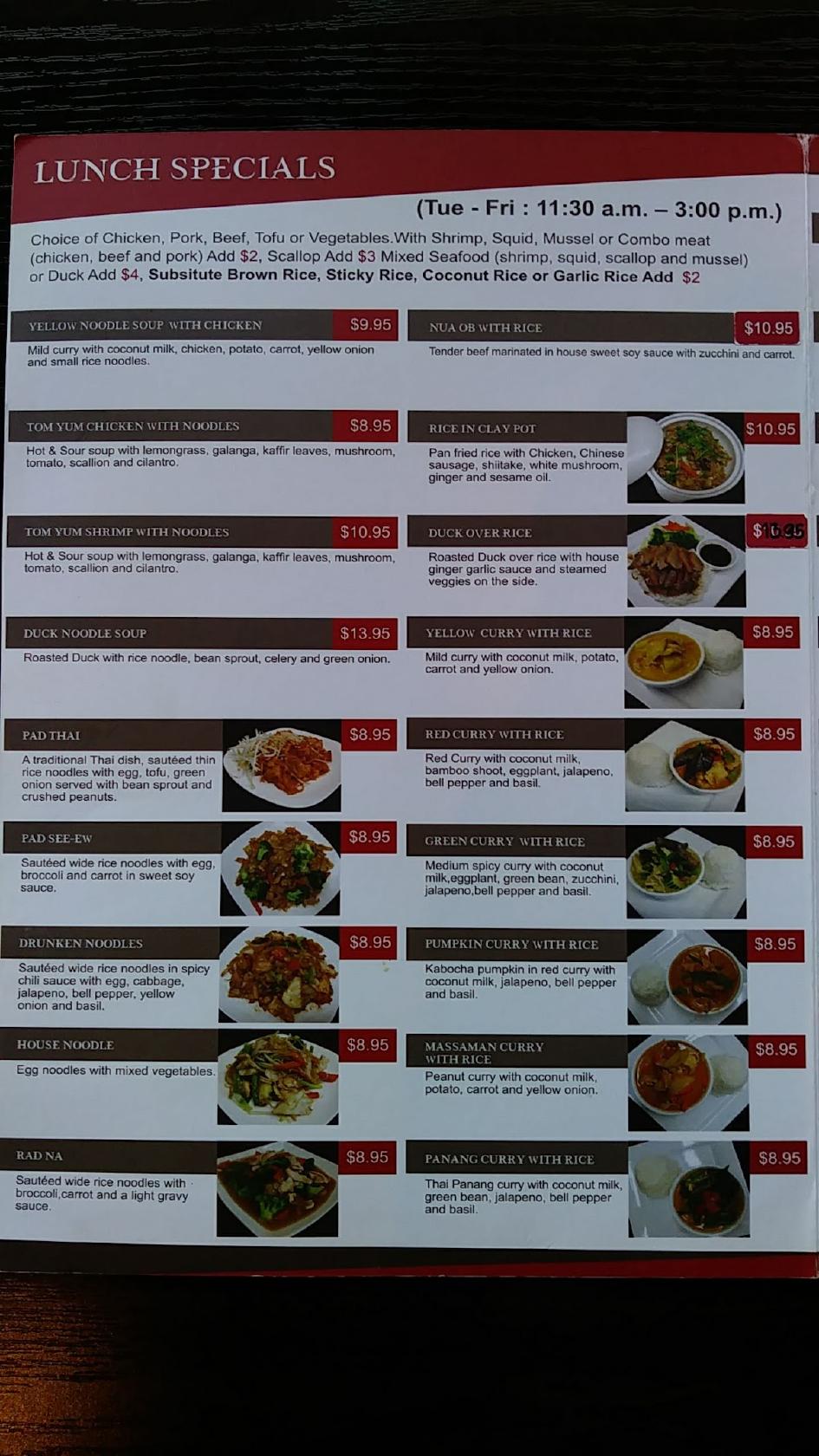 Menu at Mai Thai 2 restaurant, Concord