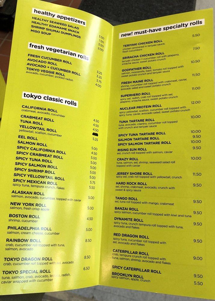 Menu at New Tokyo Sushi Bar, Fair Lawn