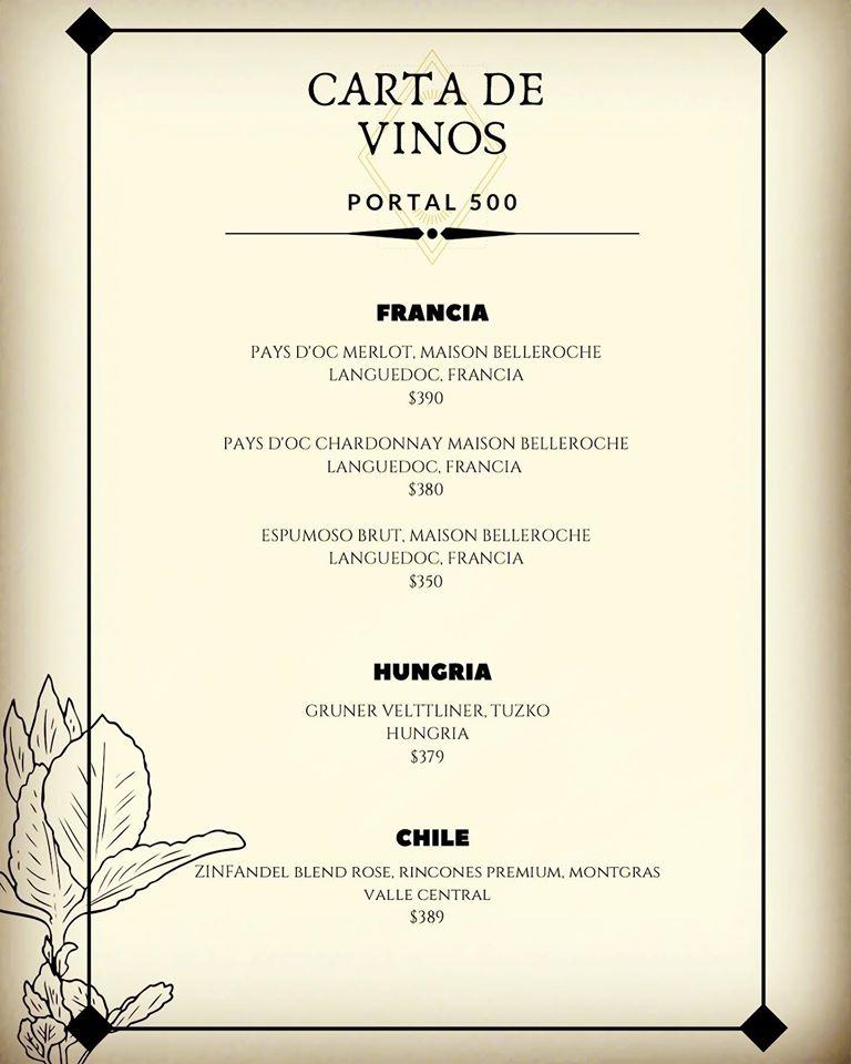 Menu at Portal 500 Cafe, Acámbaro