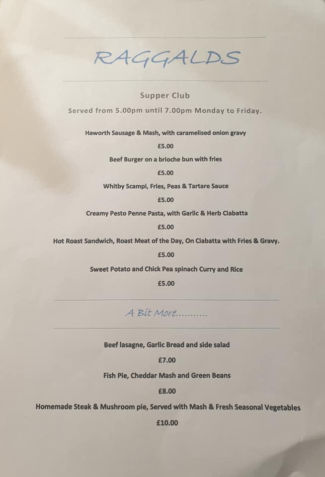 Menu at Raggalds pub & bar, Bradford, Brighouse and Denholme Rd