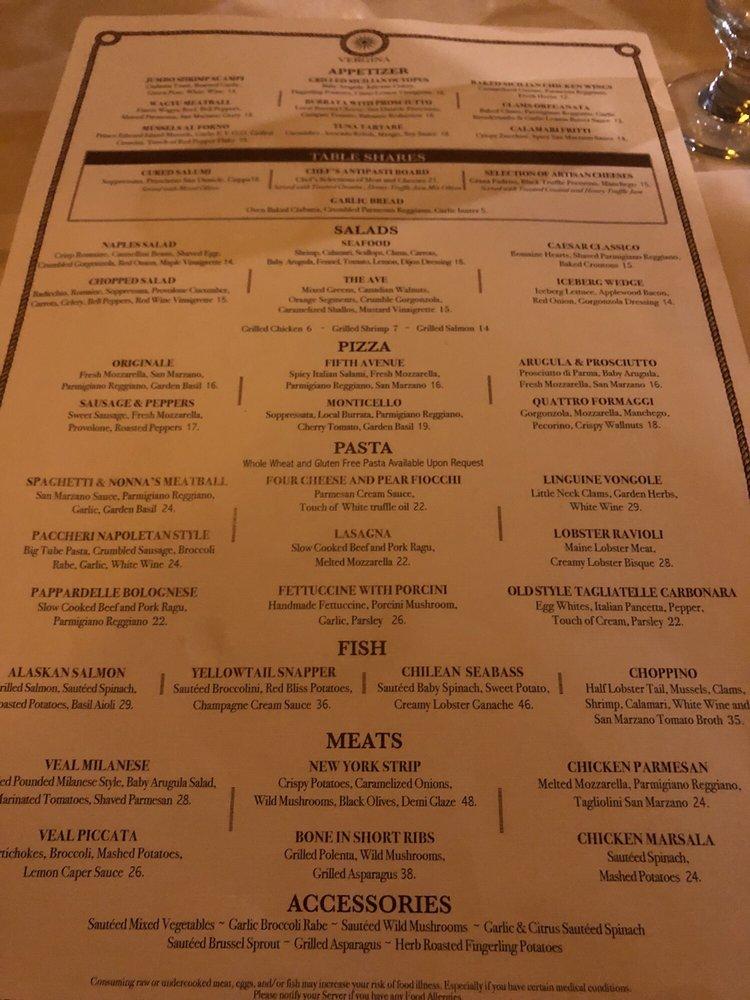 Menu at VERGINA Restaurant Naples, Naples