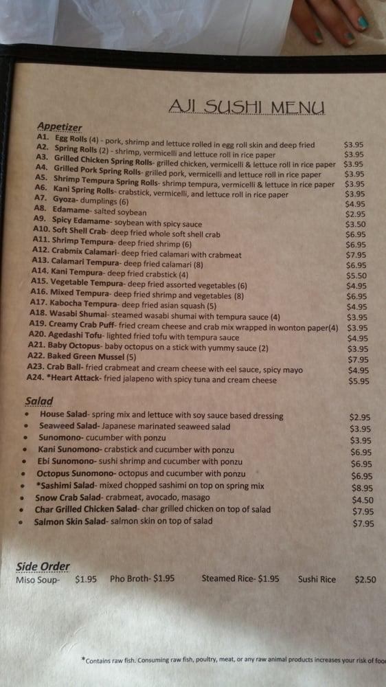 Menu at Aji Sushi restaurant, College Station