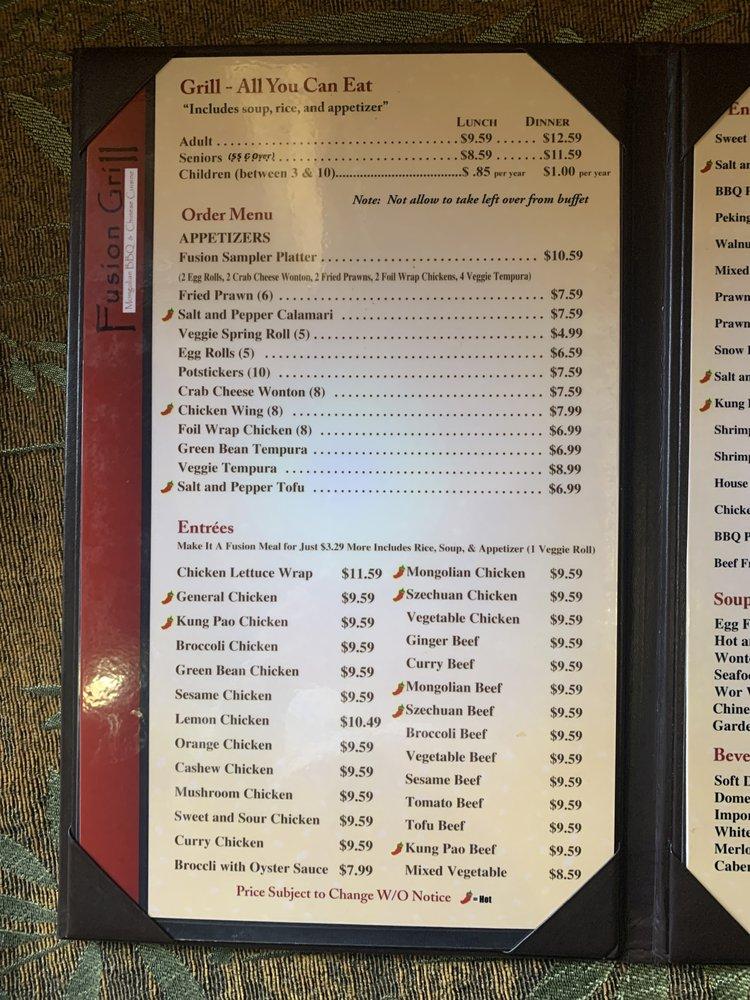 Fusion Grill Menu Valley Springs at Albert Glover blog