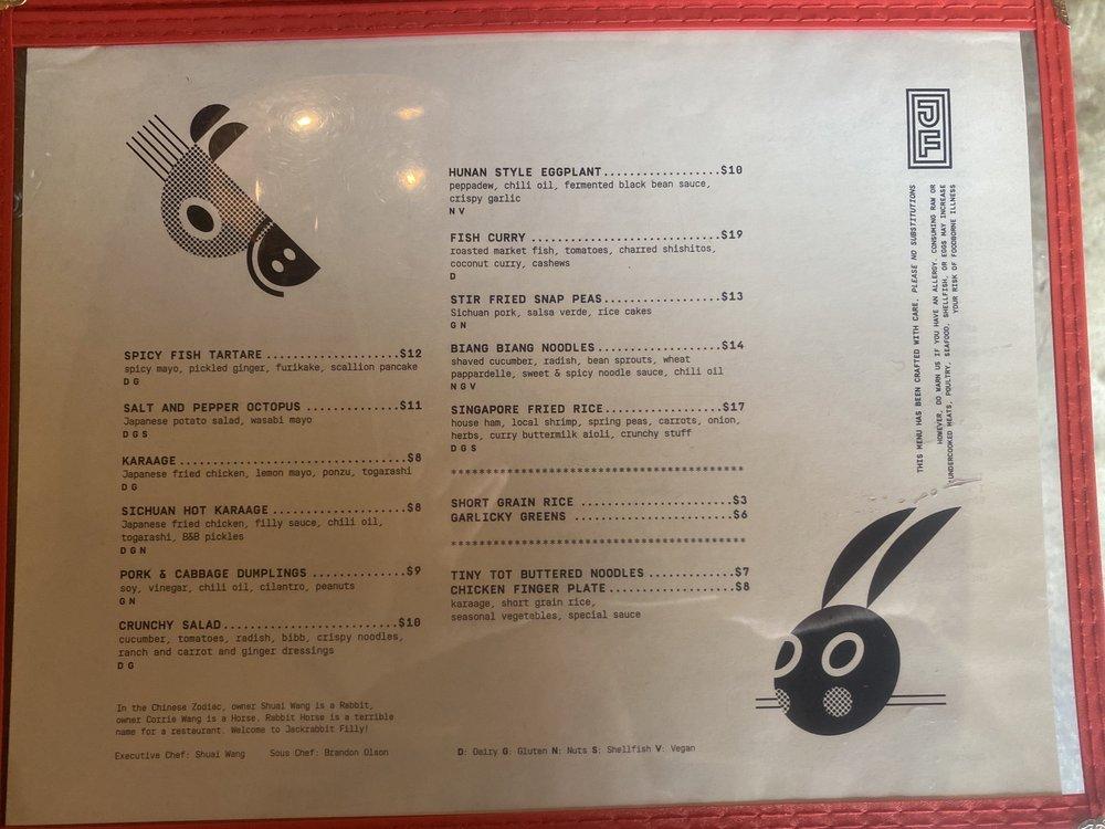 Menu at Jackrabbit Filly pub & bar, North Charleston