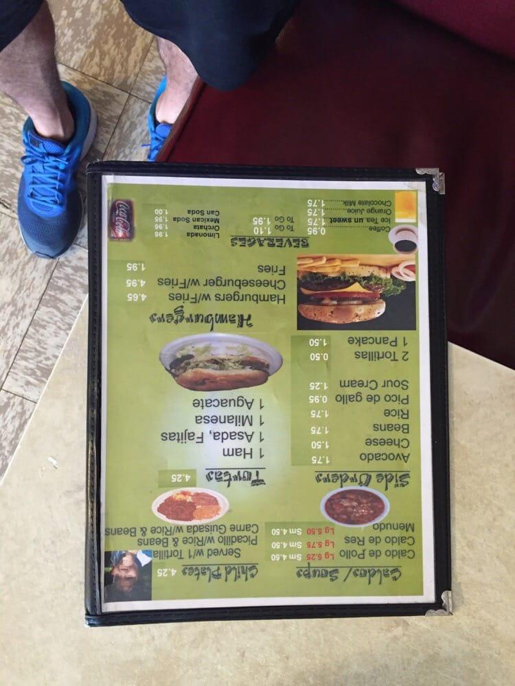 Menu at La Victoria restaurant, San Antonio
