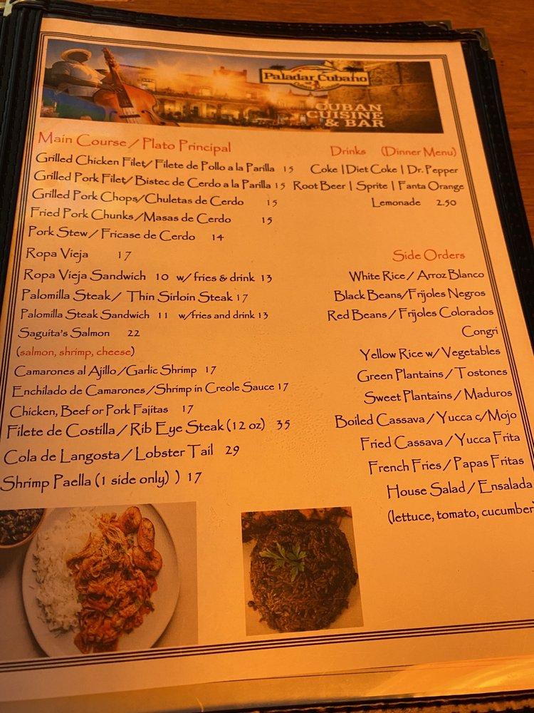 Menu at Paladar Cubano pub & bar, Oklahoma City