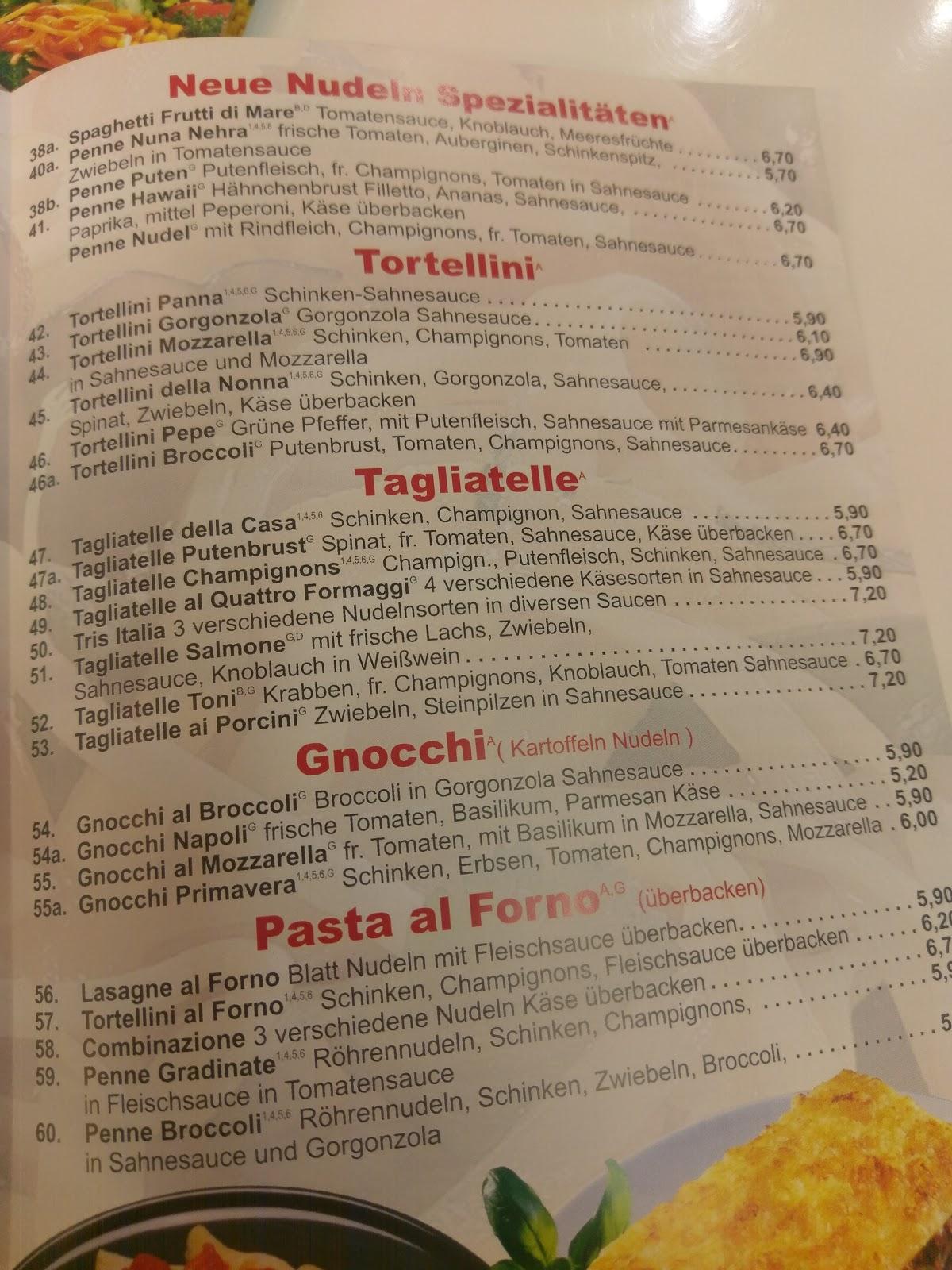 Menu at Pizzeria La Mozzarella, Essen
