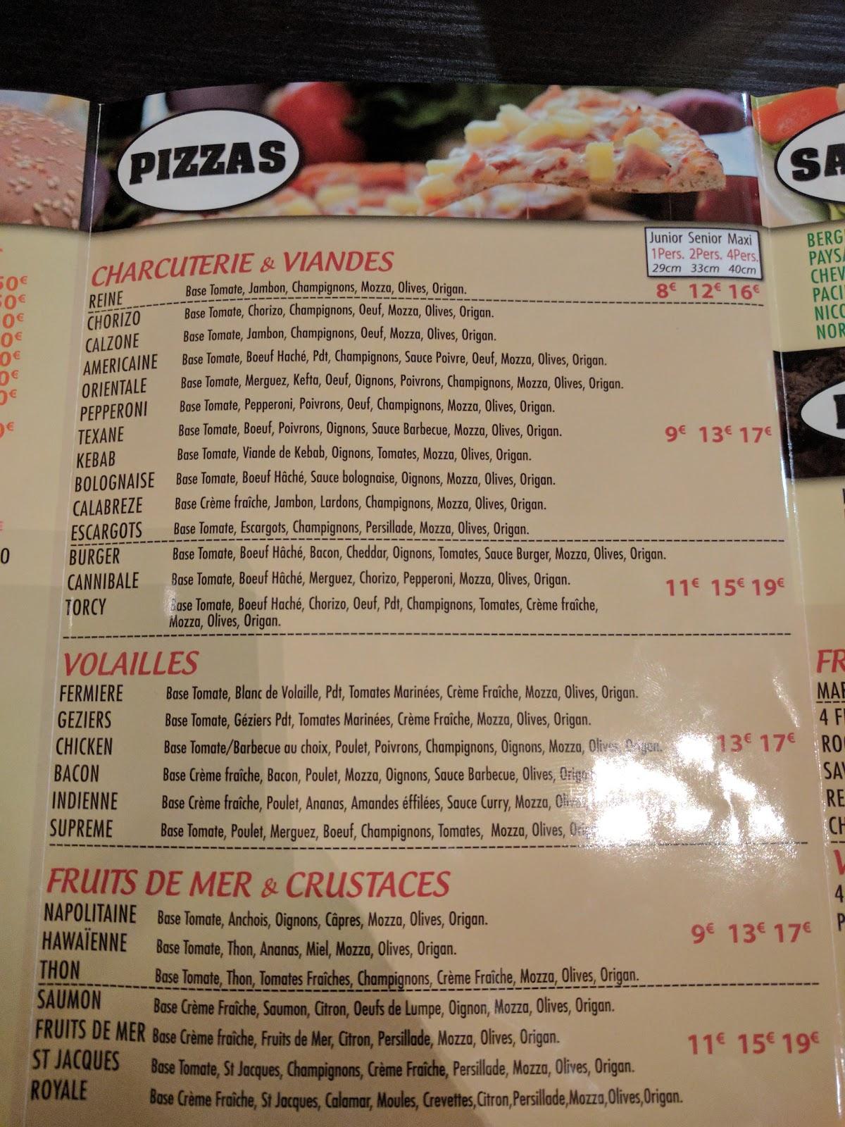 Menu au Kebab de Torcy fast food, Sedan