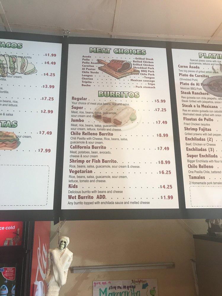 Menu at El Favorito Taqueria Cocina Mexicana restaurant, Sacramento ...