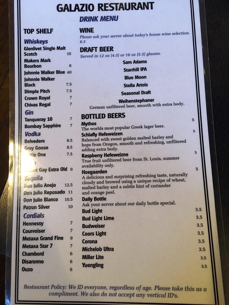 Menu at Galazio Restaurant & Bar, La Plata