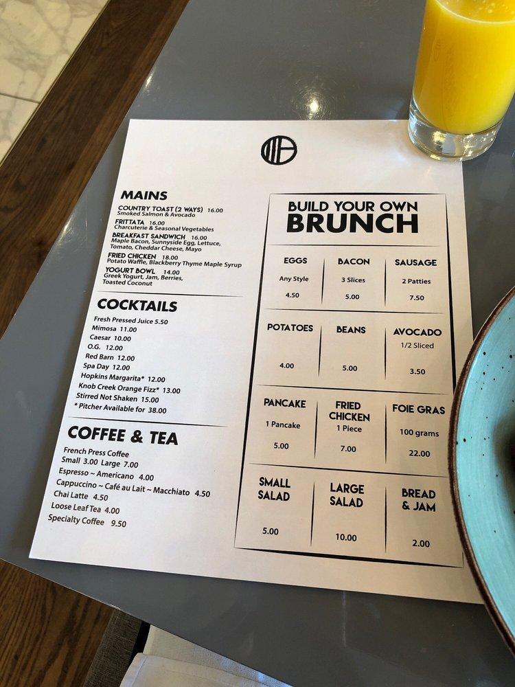 Menu at Hopkins restaurant, Montréal, Monkland Ave