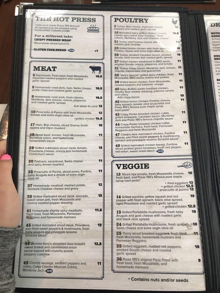 Menu at Press 195 pub & bar, Rockville Centre, 22 N Park Ave