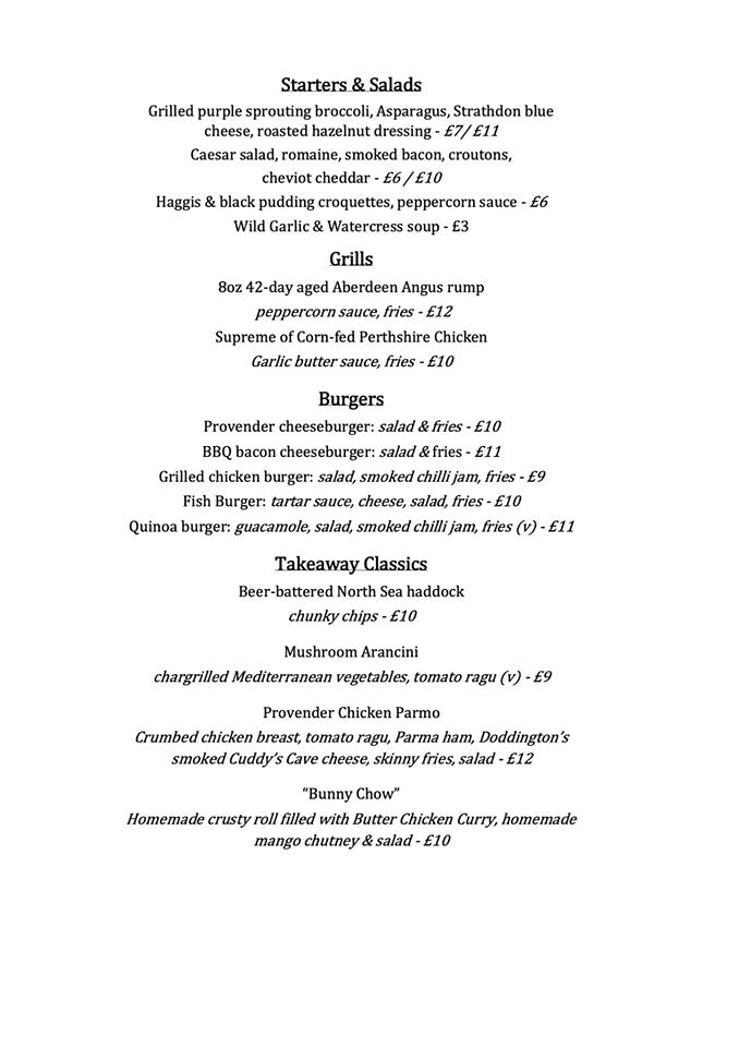 Menu at Provender Restaurant & Bar, Melrose