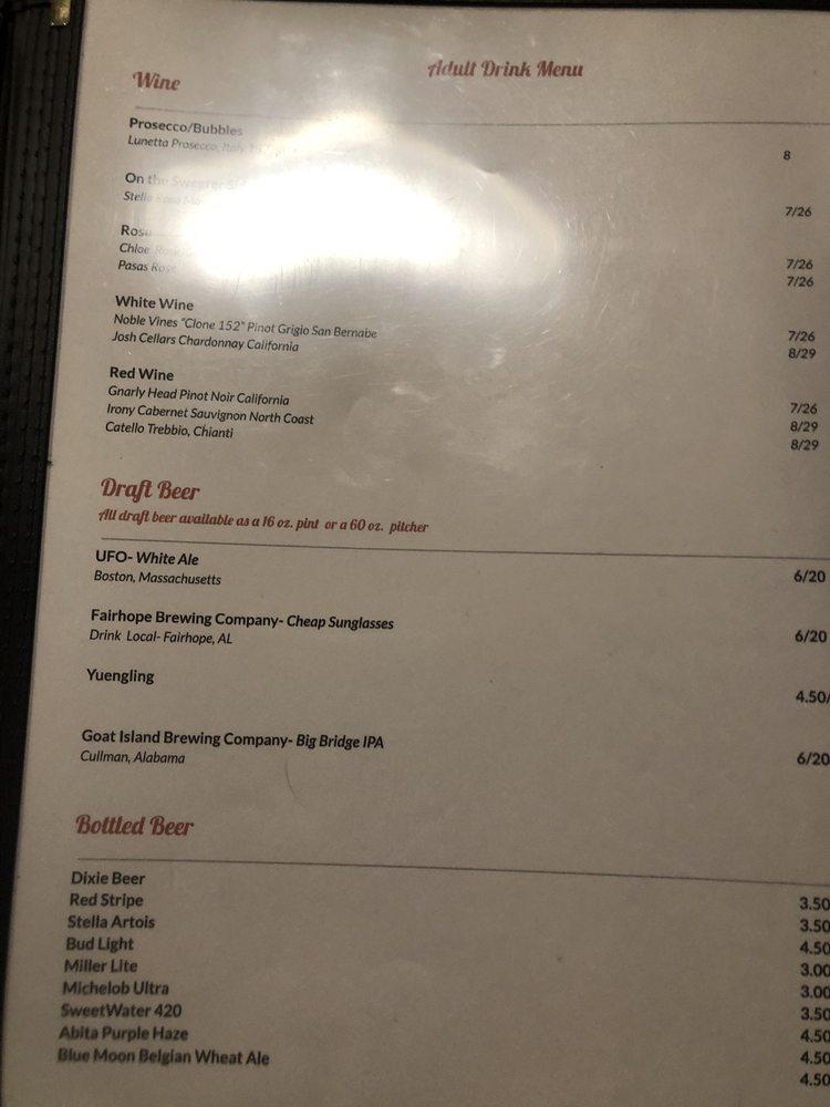 Menu at Section Street Pizza pub & bar, Fairhope