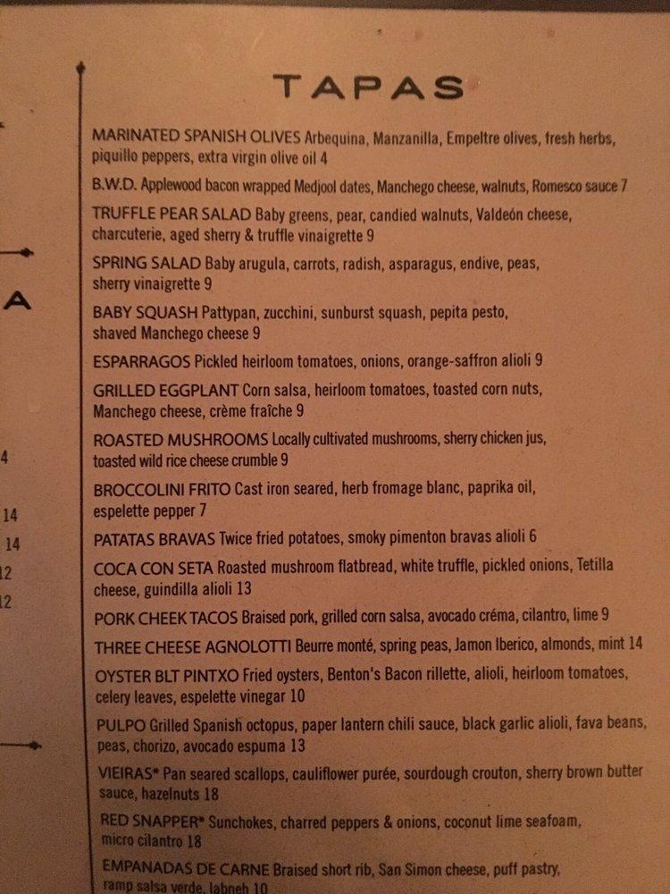Menu at The Iberian Pig restaurant, Decatur, 121 Sycamore St