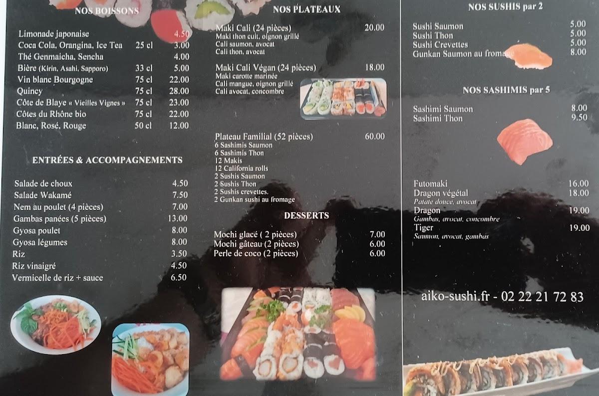 Menu at Aiko sushi Saint Pierre Quiberon restaurant, Saint-Pierre-Quiberon