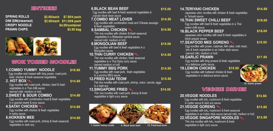 Menu at Happy Noodle Box restaurant, Mount Isa
