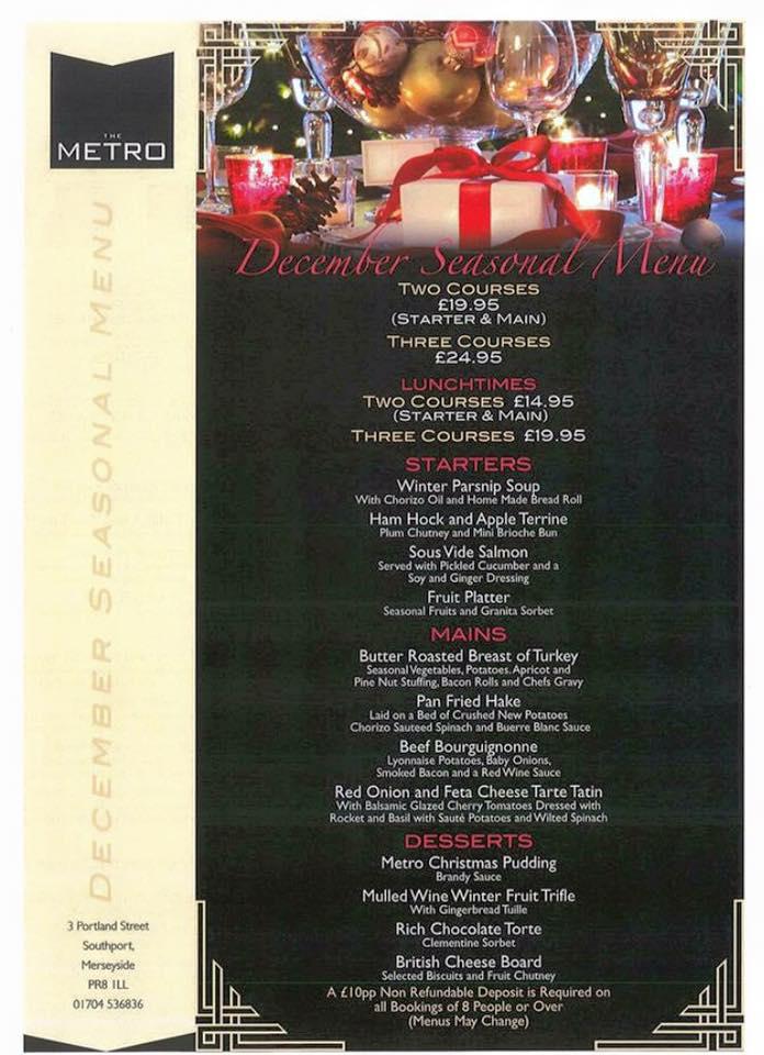 Menu at The Metro Hotel pub & bar, Southport