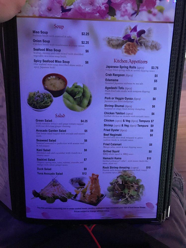 Menu at Sakura Japanese House restaurant, Las Cruces