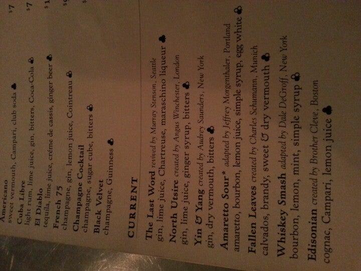 Menu at Clover Restaurant & Bar, Spokane