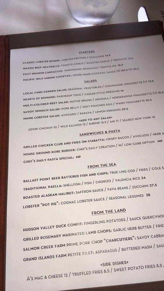 Menu at Mister A's pub & bar, San Diego