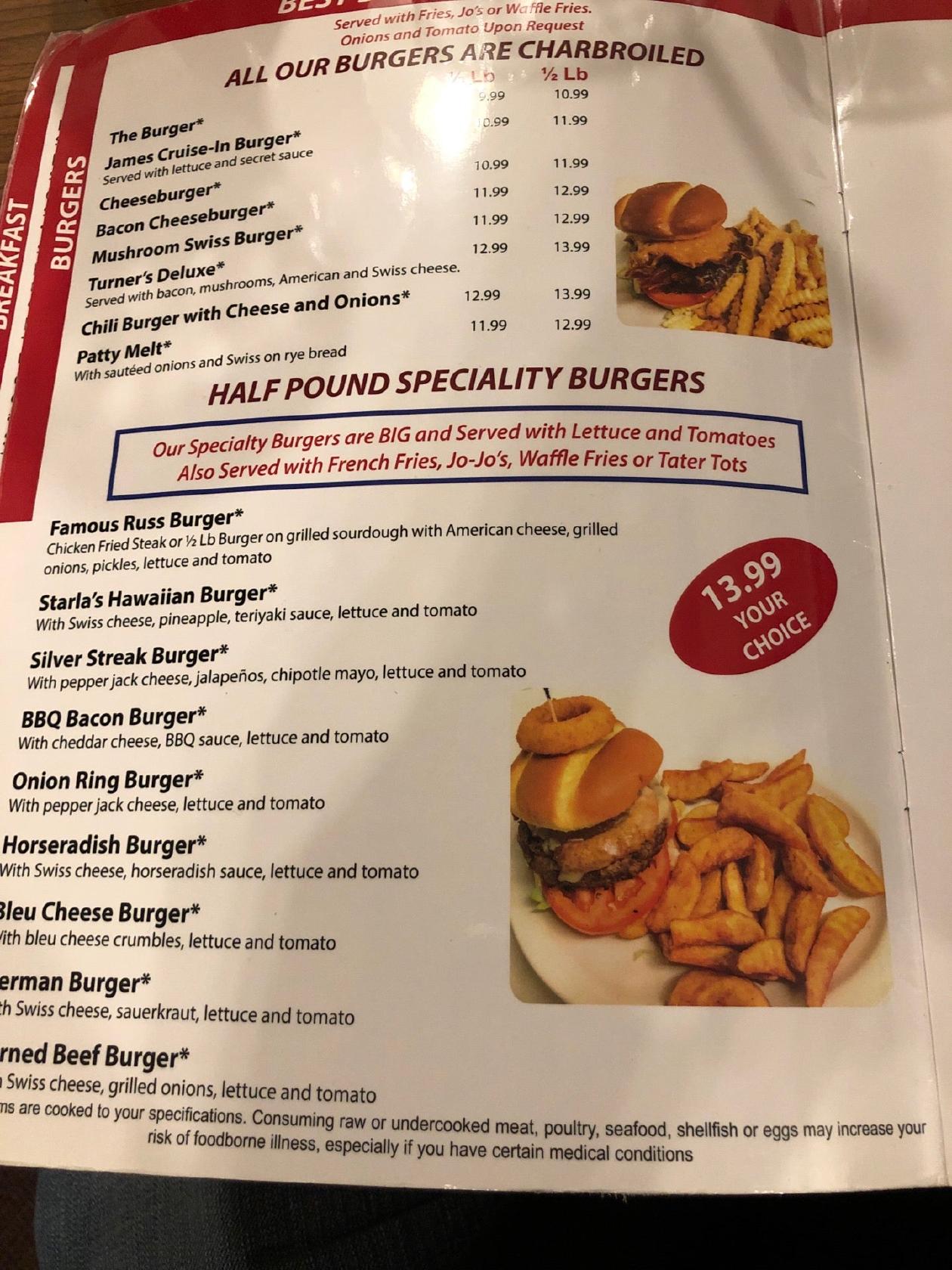 Turner's Restaurant Menu at Aiden Darcy blog