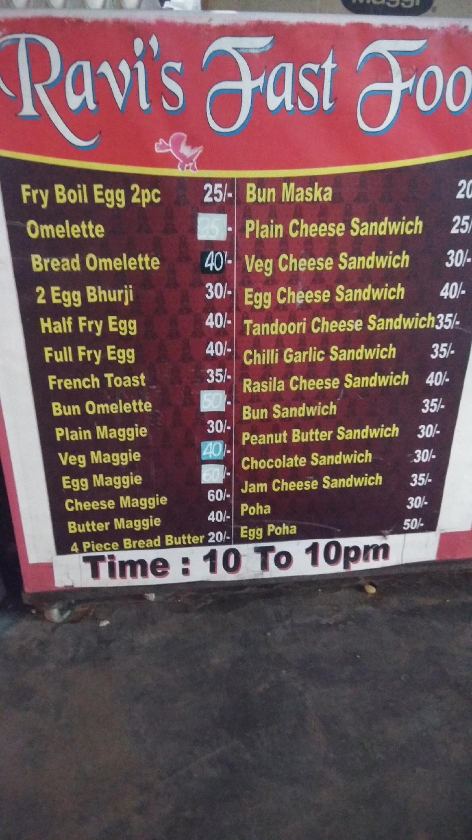 Menu at Ravi's Fast Food, Haiderpur