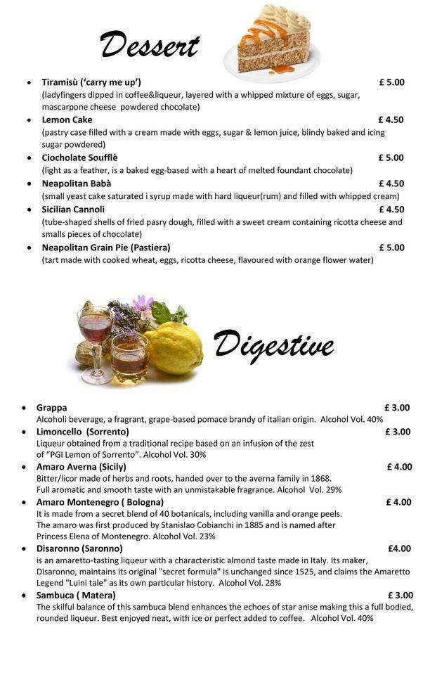 Menu at Semola restaurant, Hove