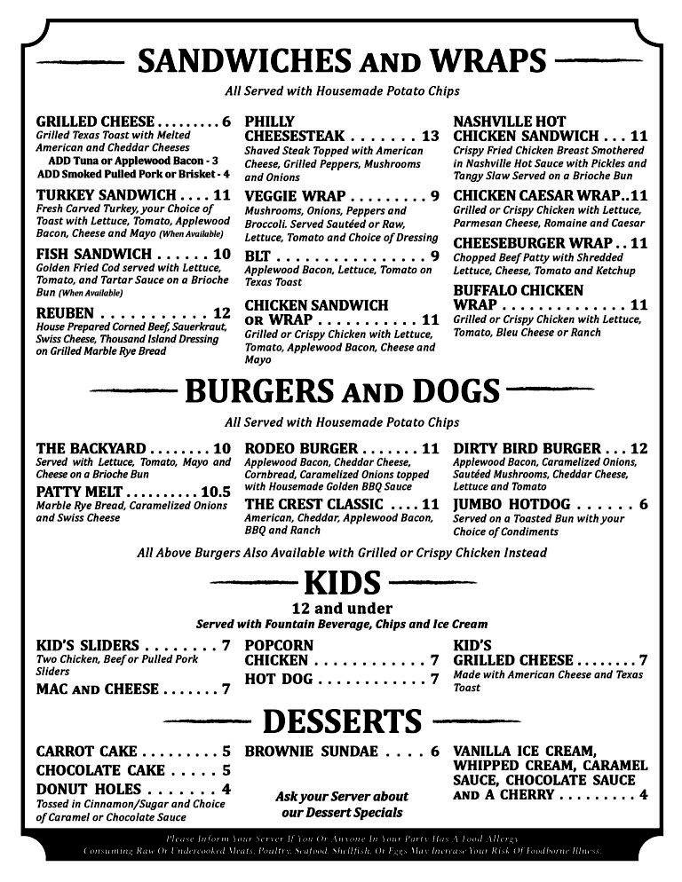 Menu at nicholas mackay BBQ, West Springfield