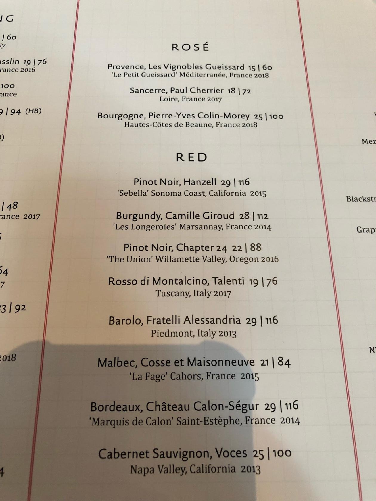 Menu at Union Square Cafe, New York City, 101 E 19th St