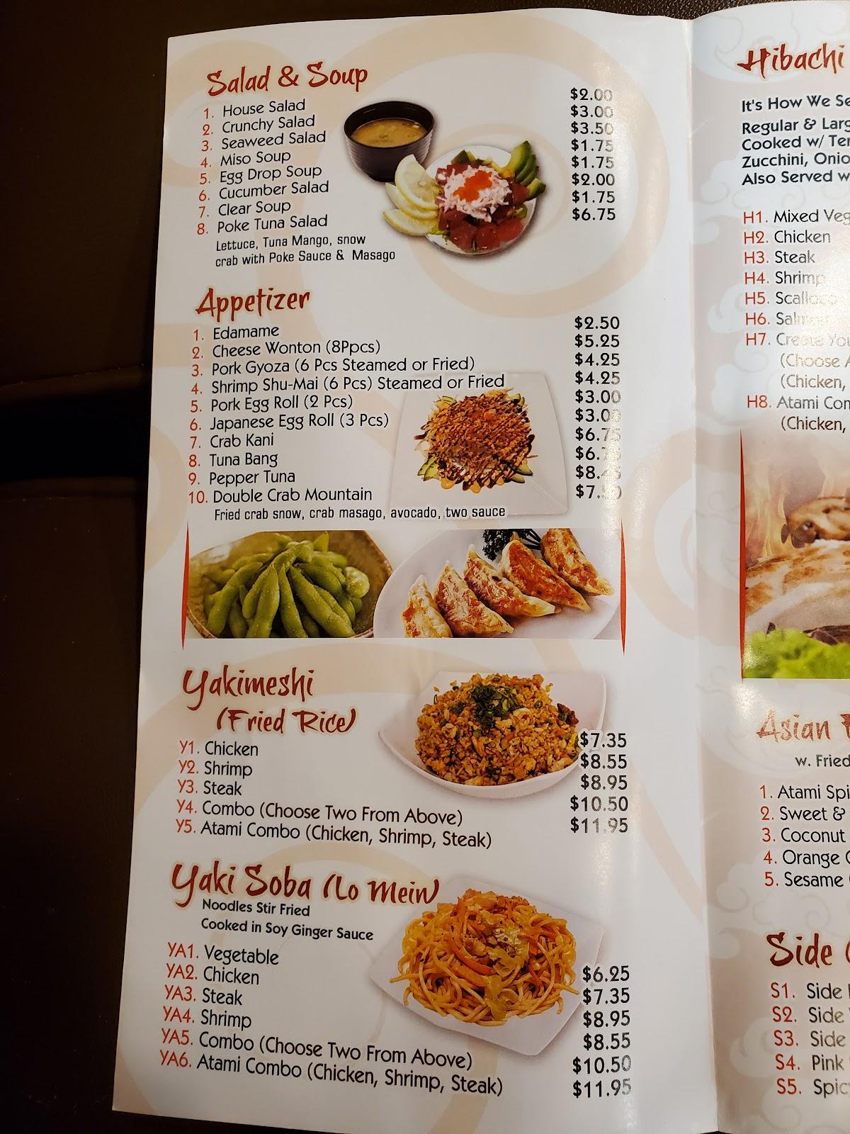 Menu at Atami of Magee restaurant, Magee