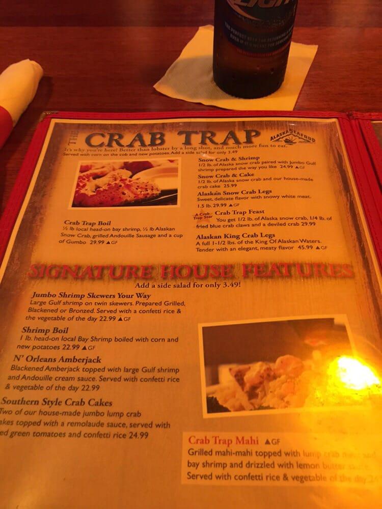 Menu at Crab Trap Perdido Key restaurant, Perdido Key, Perdido Key Dr