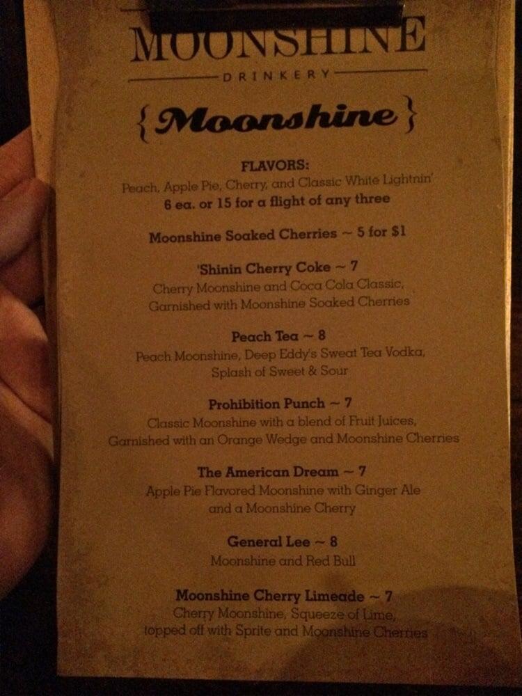 Menu at Moonshine Drinkery pub & bar, Victoria