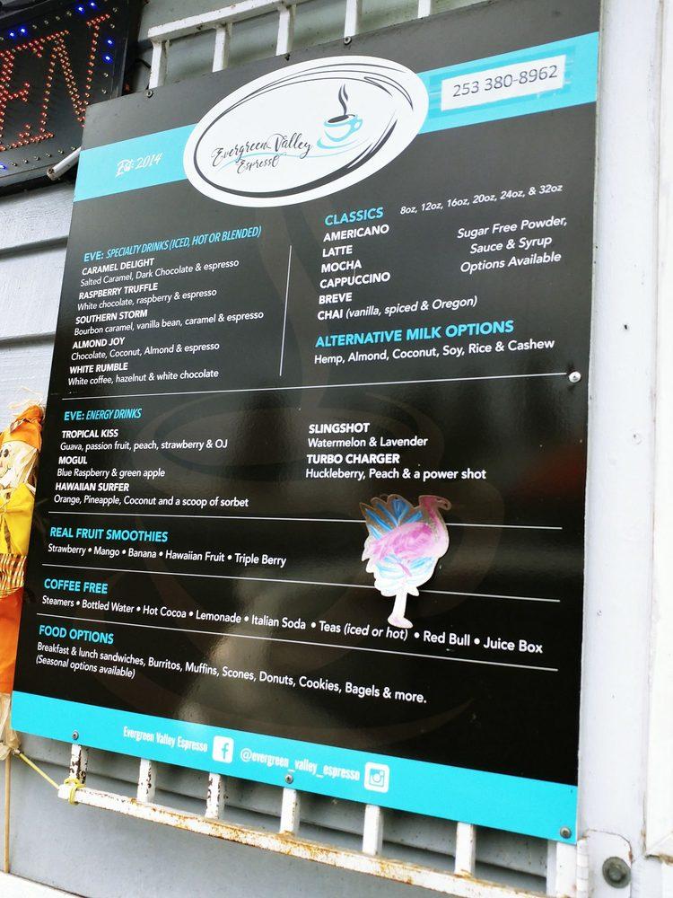 Menu at Evergreen Valley Espresso, Lacey