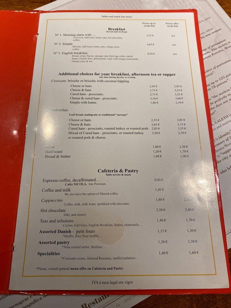 Menu em Galeto restaurante, Lisboa