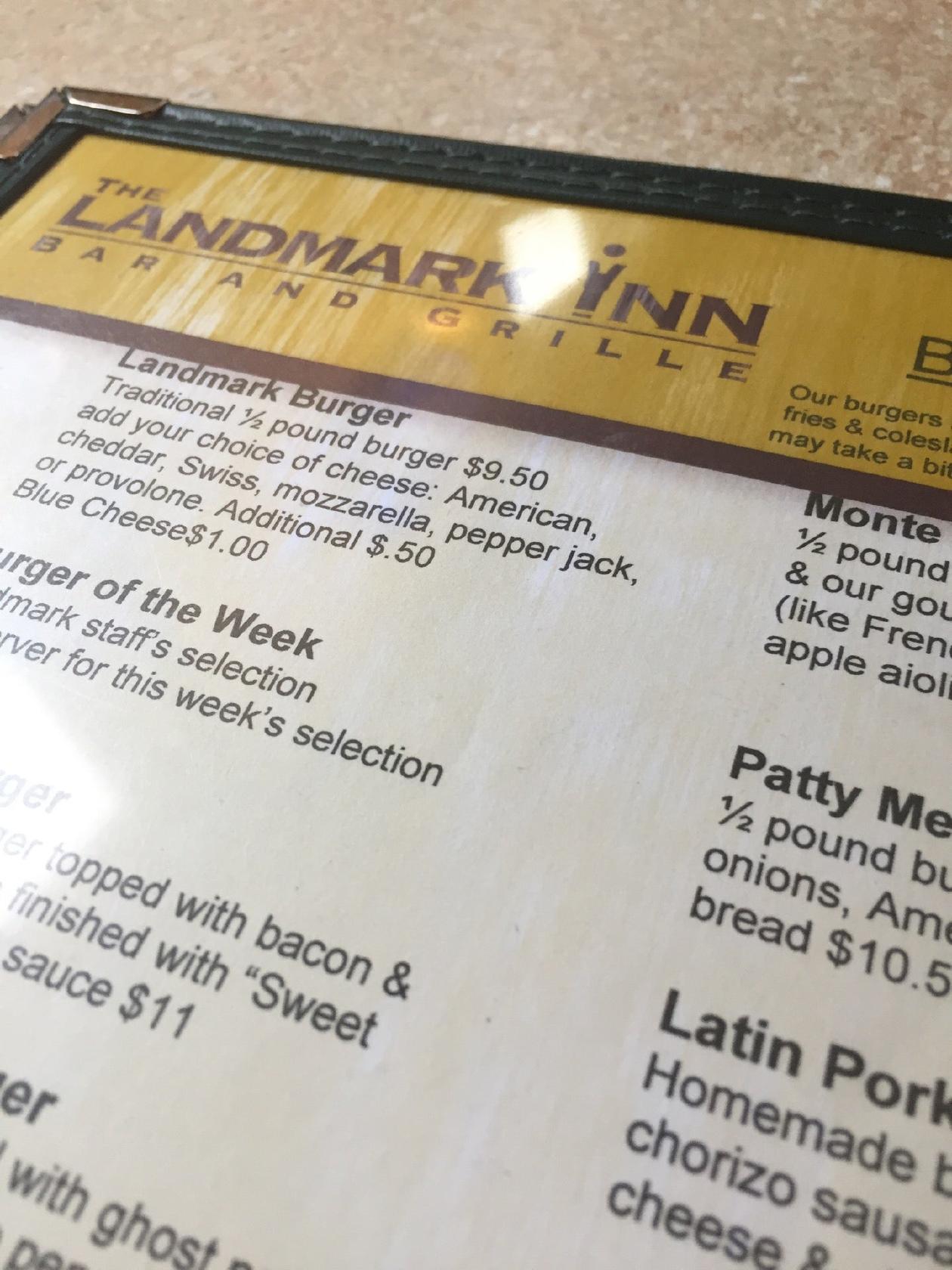 Menu at Landmark Inn pub & bar, Northbrook, Shermer Rd