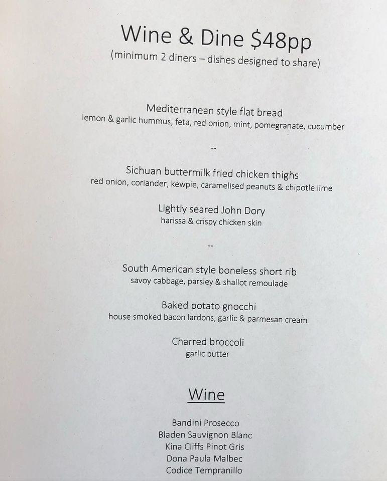 Menu at Parts & Service restaurant, Nelson